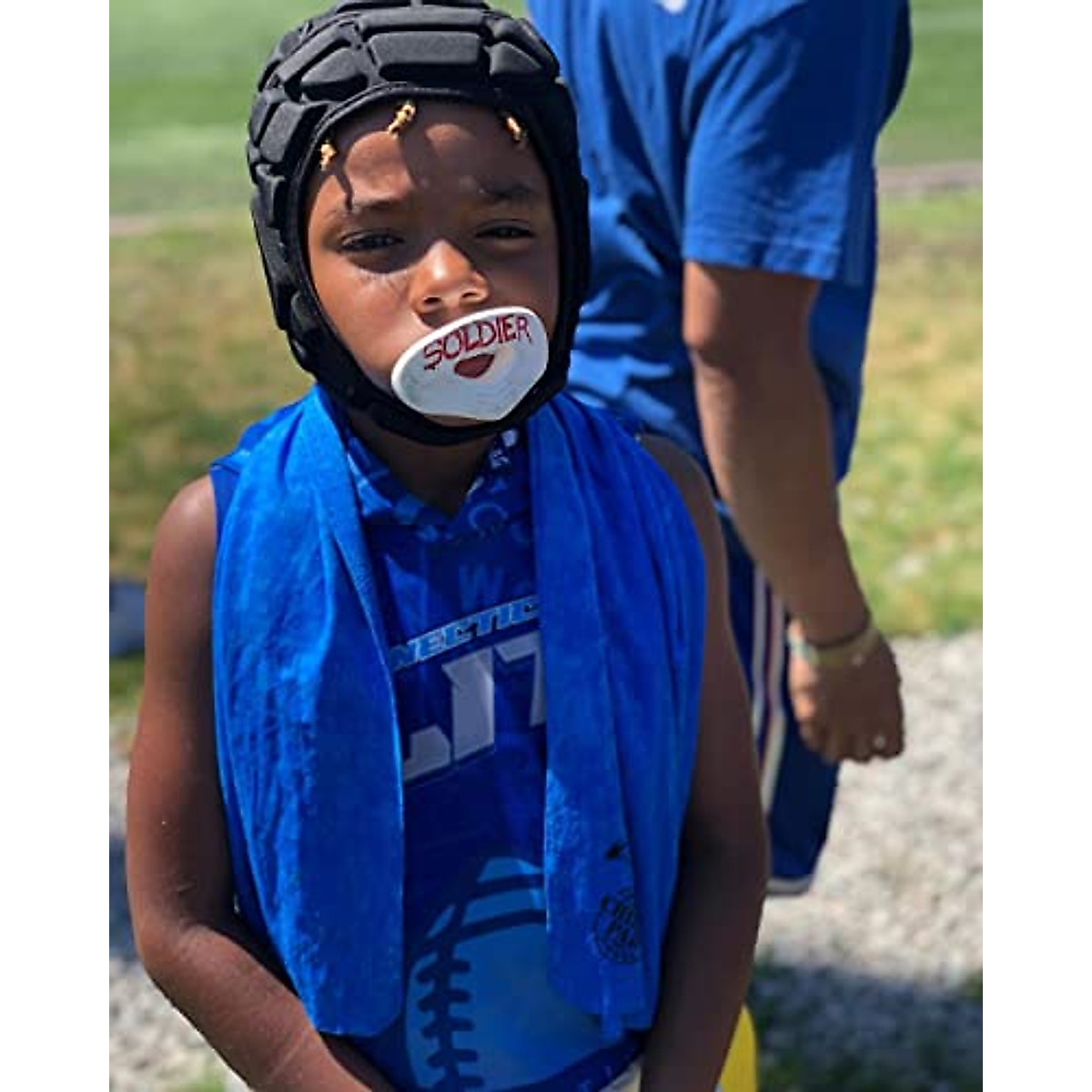 COOLOMG Soft Football Helmet 7v7 Soft Shell Rugby Flag Football Helmet Padded Headgear Soccer Goalie Goalkeeper Head Protector Adjustable for Youth Kids