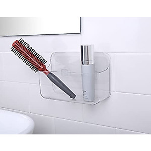 COLINCH Adhesive Wall Mounted Small Storage Organizer Box Without Drilling for Bathroom, Pantry, Kitchen, Laundry, Utility Room, Inside of Cabinet Door - Clear