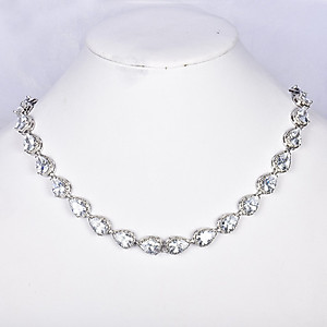 MASOP Women's Silver-tone Clear CZ Cubic Zirconia Pear Shape Teardrop Luxury Necklace Choker 16.8inch