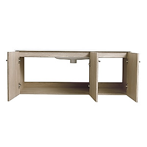 Yoluckea 48" Wall Mounted Bathroom Vanity with Sink, Modern Floating Bathroom Vanity Sink Combo Plywood Hanging Bath Cabinet with White Wash Gel Basin and 3 Soft Close Doors