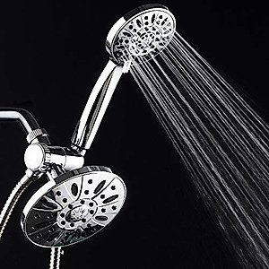 AquaDance Premium High Pressure 3-Way Rainfall Combo Combines The Best of Both Worlds-Enjoy Luxurious Rain Showerhead and 6-Setting Hand Held Shower Separately or Together, Chrome