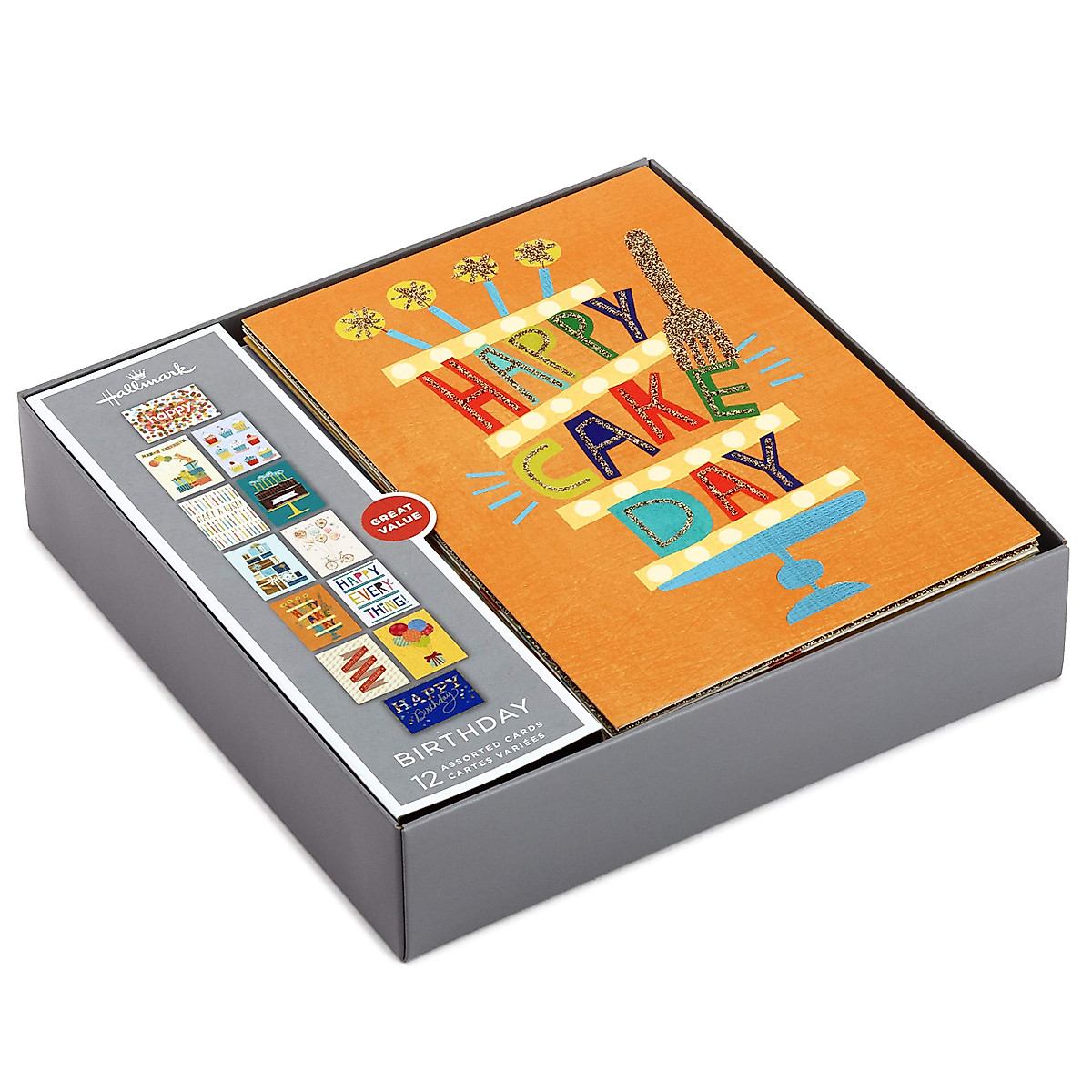 Hallmark Handmade Birthday Cards Assortment, Happy Cake Day (12 Cards with Envelopes)