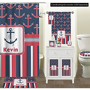 RNK Shops Personalized Nautical Anchors & Stripes Waste Basket - Single Sided (White)