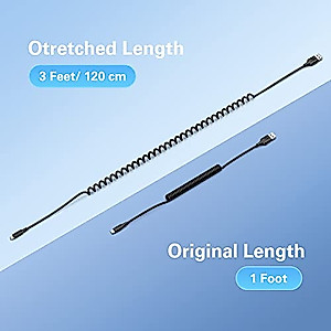 ONE PIX iPhone Charger Cable for Car (3 ft), MFi Certified Coiled Lightning Cable Compatible with iPhone 13Pro Max/13Pro/13/12Pro Max/12Pro/12/11/XS/XS Max/XR/X/8/8 Plus/iPad/iPod (Black-1PC)