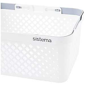 Sistema Stack 'n' Nest Basket-18.5 Litre, White/Grey, 40.8 x 28.8 x 18.9 cm