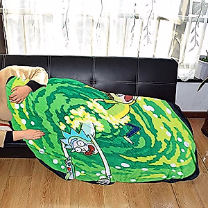 JUST FUNKY Rick and Morty Rounded Portal Blanket | 48 x 48 inches Blanket | Home Deco | Collective | Bed and Sofa Blanket | Anime Blanket | Official Licensed