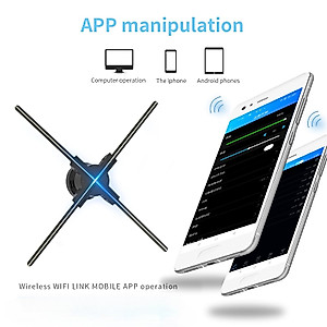 GIWOX 3D Hologram Fan with WiFi, 640PX Hi-Resolution 20.5'' Holographic Video Projector, Graphic 3D Video-3D Advertising Display is Best for Business Store Shop Holiday Events Display (52cm)