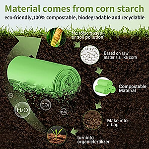 Eargardin Compostable 8 Gallon Trash Bags 100% Compost Small Garbage Bag Extra Thick 0.91 Mil for Kitchen Bathroom BPI Certified 30 Counts, Green