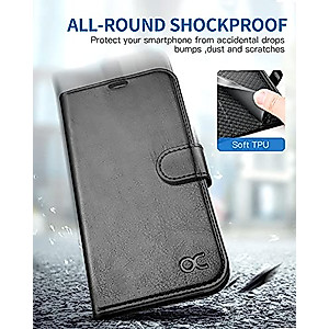 OCASE Compatible with iPhone 13 Wallet Case, PU Leather Flip Folio Case with Card Holders RFID Blocking Kickstand [Shockproof TPU Inner Shell] Phone Cover 6.1 Inch 2021 (Black)