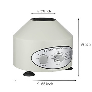 MECCTP Electric Lab Laboratory Centrifuge Machine Lab Medical Practice w/Timer and Speed Control, Max Speed 4000 RPM Capacity 6 x 20ml, Silver, 9.65inch×9inch