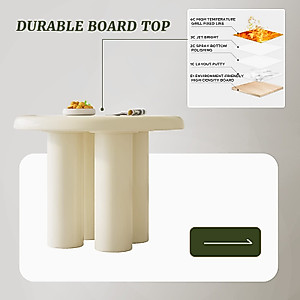 HOTICKME 39.37" White Kitchen Table, Modern Round Dining Table for Kitchen, Bar, Living Room, Dining Room Table, Table Only