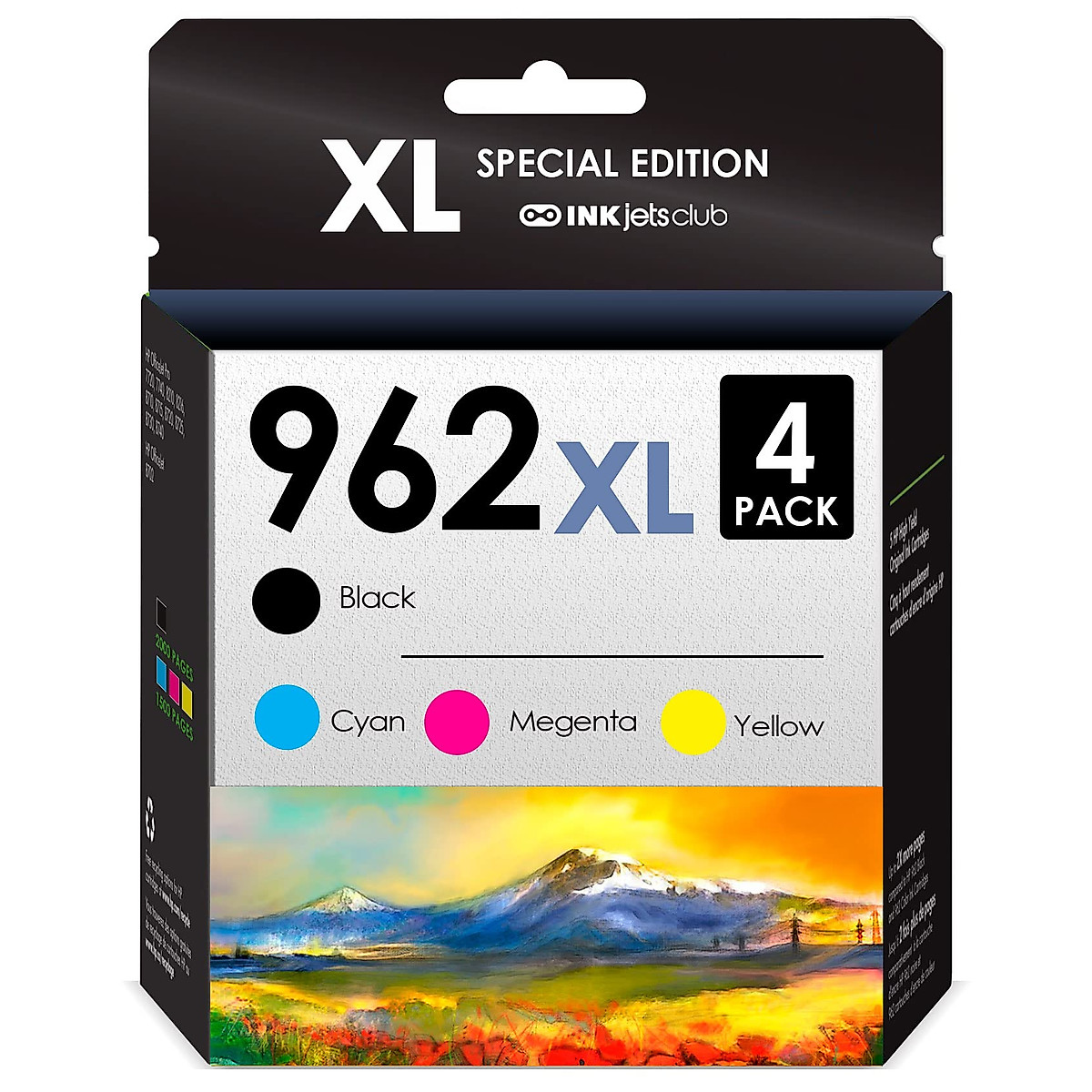 5-Star Compatible Replacement for 962xl Officejet Pro 9010, 9012, 9013, 9014, 9015e, 9016, 9018, 9019, 9020, 9025 4 Pack Black, Cyan, Magenta, Yellow