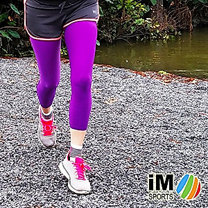 iM Sports CHEETAH Running Compression Leg Sleeves + Reduce Injury + UV Protection + Unisex + Made in USA - Neon Green - Medium/Large - Pair