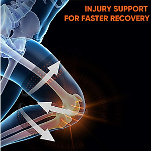 Millenti Knee Compression Sleeve Brace - For Knee Pain Running, Arthritis, ACL, Basketball, Football, Gym, Crossfit, Men Women Sport Injury Recovery, (Single) Black Orange, See Chart Size L, KB01LOG