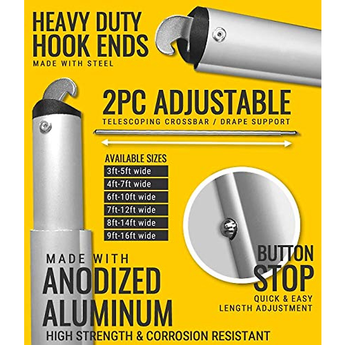 Pipe and Drape Backdrop Kit (7-12' Tall x 7-12' Wide Adjustable)