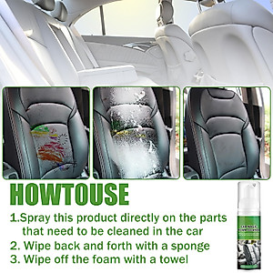 Ganbaro Car Magic Foam Cleaner, Powerful Upholstery and Car Seat Stain Remover, Multipurpose Foam Cleaner for Car Detailing - 60ml with Cleaning Sponge