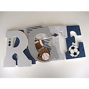 Navy Blue and Gray Custom Wooden Letters, Baby Boy Nursery Decor, Large 9 Inch Bedroom Decorations, Wood Name Art for Walls