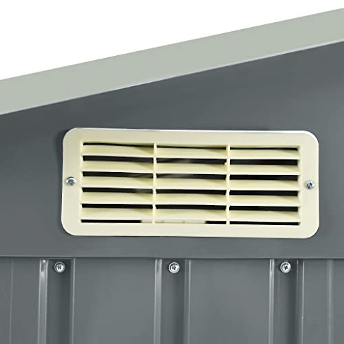 Garden Metal Storage Shed with Rack | Outdoor Tool Shed Storage Room with Vents | Storage Sheds with Door for Outside Patio Backyard Yard Lawn | Gray Galvanized Iron 80.7" x 51.2" x 72"