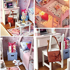 Flever Dollhouse Miniature DIY House Kit Creative Room with Furniture for Romantic Valentine's Gift(Because of Meeting You)
