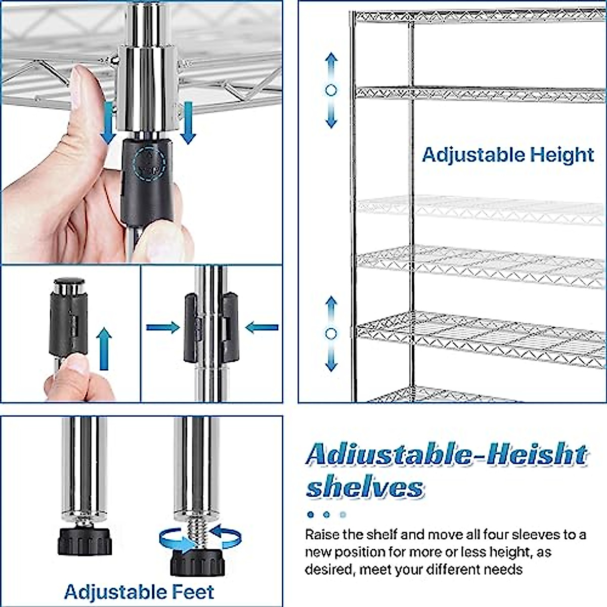 Meet perfect Adjustable Storage Shelves 6 Tier Wire Shelving Unit and Storage, 2100lbs Capacity Metal Shelving Heavy Duty Garage Shelves Storage Rack, 48" D x 18" W x 82" H, Chrome