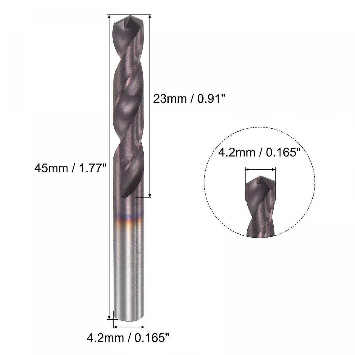 uxcell Carbide Twist Drill Bits 4.2mm, DIN K45 Tungsten Carbide AlTiSin Coated Jobber Drill Bits Straight Shank Drilling Cutter for Stainless Steel Alloy Steel