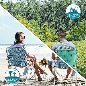 #WEJOY Folding Webbed Lawn Beach Chair, Heavy Duty Portable Chairs for Outside with Hard Arm,Carry Strap for Outdoor Camping Garden Concert Festival Sand Picnic BBQ,265 LBS