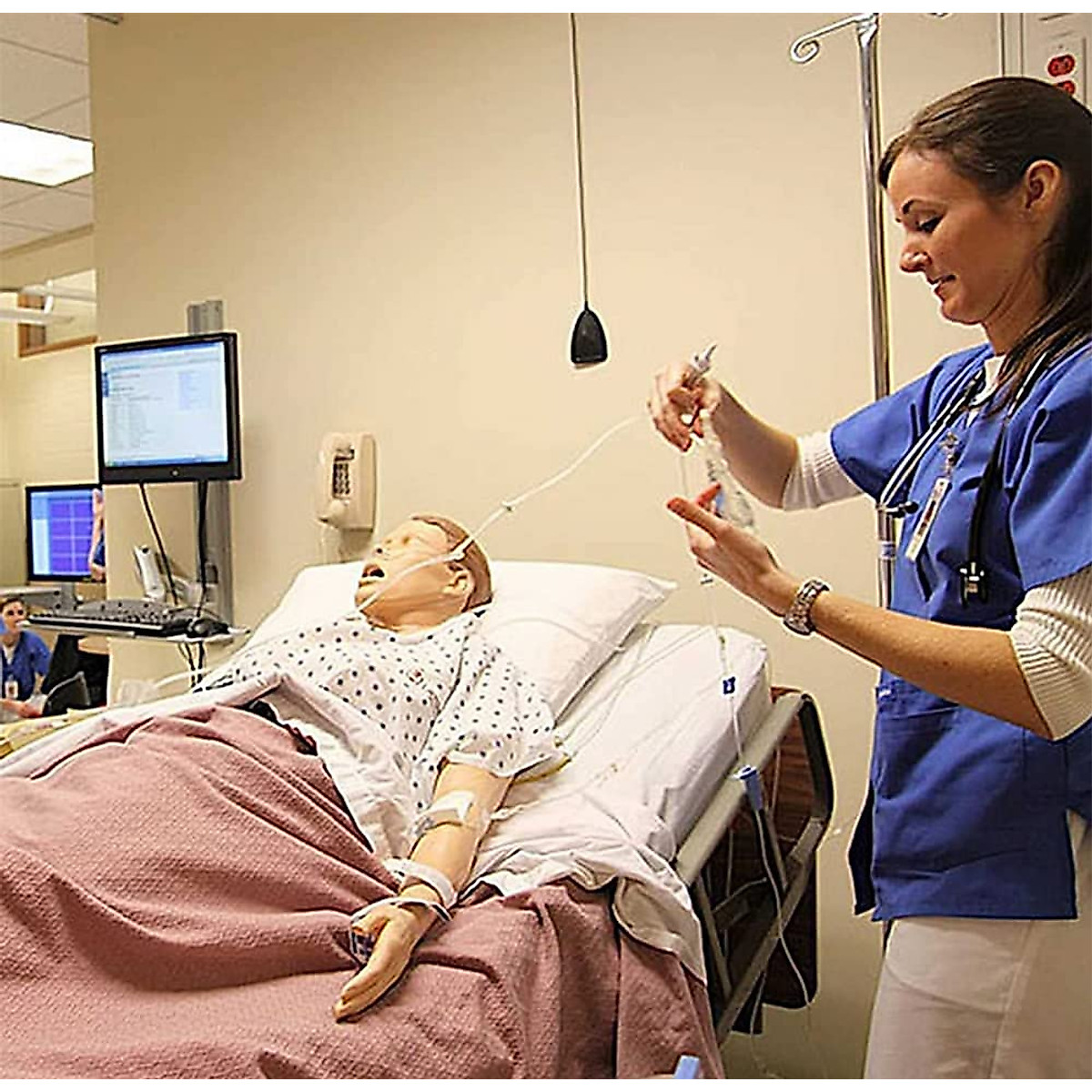 SHENGANG Female, Male PVC Patient Care Manikin Training CPR Simulator Basic Nursing Skills Geriatric Human Model for Medical Nursing Training Manikin, Life Size,Male