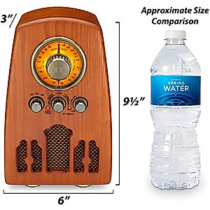 ClearClick Vintage Style AM/FM Radio with Bluetooth - Handmade Wooden Exterior with Classic Retro Look