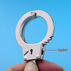 Warmtree 2 Pcs Mini Handcuffs Metal Keychain Keyring, Silver