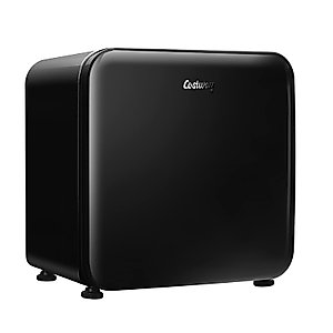 COSTWAY Compact Refrigerator, 1.6 cu ft. Single Door Small Fridge with Adjustable Temperature 32℉ to 50℉, Auto Defrost, Reversible Door, Removable Glass Shelves, Mini Fridge for Bedroom, Apartment (Black)