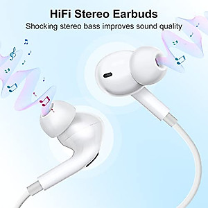 ELOVEN Wired Earbuds in-Ear Earphones for iPhone 14 Pro Max/14 Pro/13 Pro Max/13 Pro, Stereo Sound Headphones Noise Isolating Headset with Built-in Mic Volume Control Compatible with iPhone/iPad/iPod