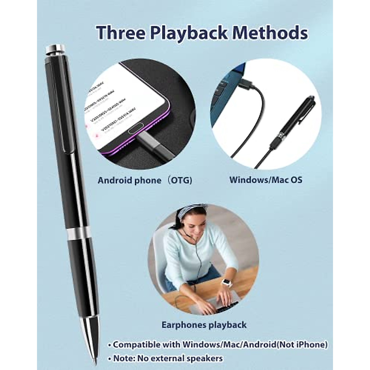 64GB Digital Voice Recorder - 3072Kbps, XIXITPY Voice Activated Recorder with PCM Noise Reduction for Lectures Meetings Classes, Audio Recorder for Portable MP3 Playback