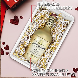 MagicWater Supply Crinkle Cut Paper Shred Filler (4 oz) for Gift Wrapping & Basket Filling - White & Gold