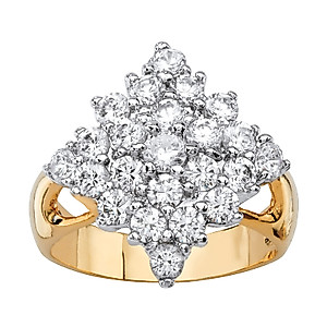 PalmBeach Yellow Gold-Plated Round Cubic Zirconia Diamond Shaped Cluster Ring Sizes 6-10 Size 8