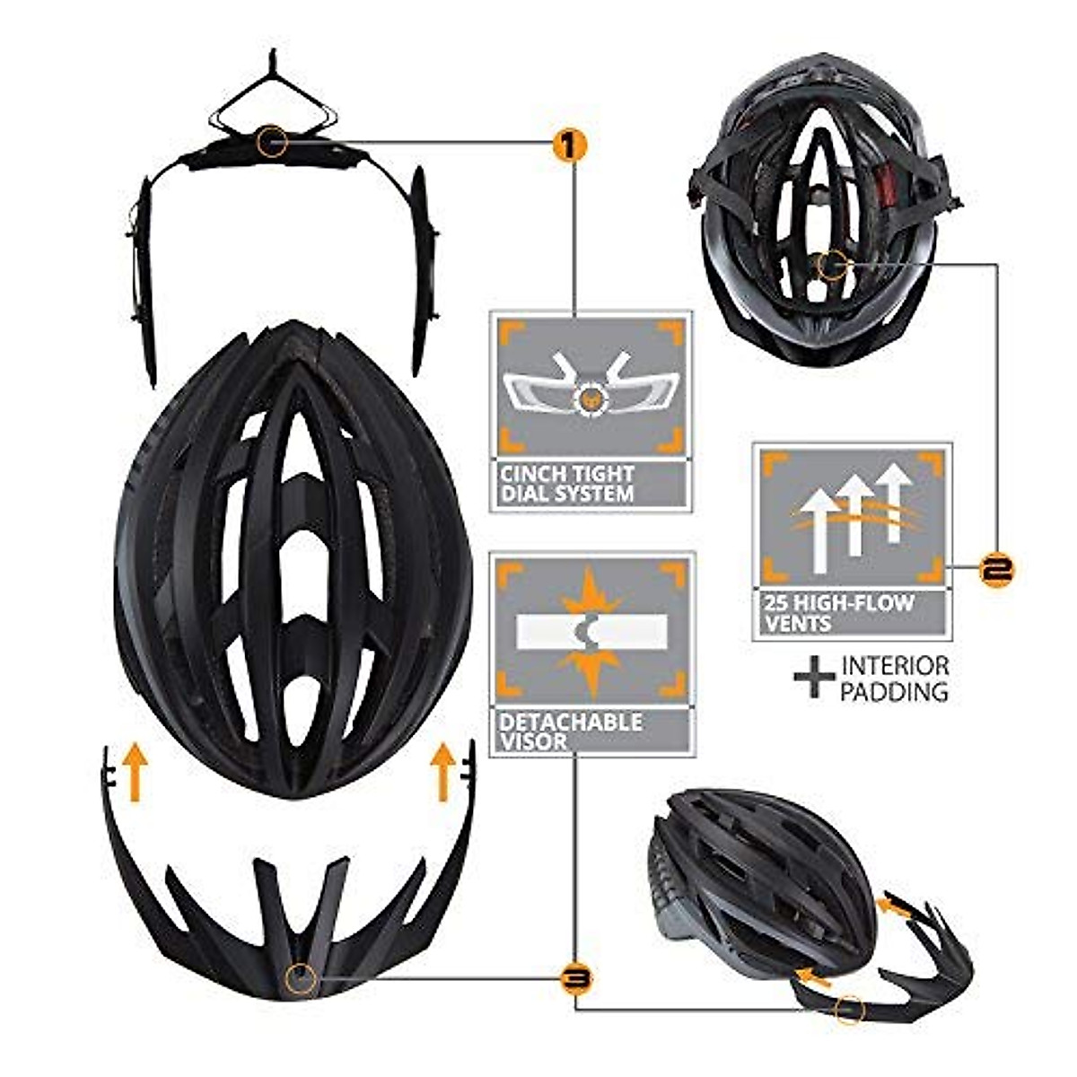 Demon Bike Helmet, 11.5 OZ Weightless Edition, 25 High Flow Air Vents, Removable Visor, Washable Fit Pads, Patented Fidlock Self Closing Buckle