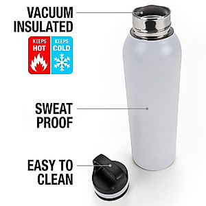 Harry Potter OFFICIAL Gryffindor Crest 24 oz Insulated Canteen Water Bottle, Leak Resistant, Vacuum Insulated Stainless Steel with Loop Cap, White