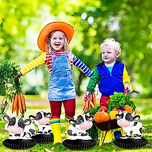 8 Pieces Cow Print Honeycomb Centerpieces Cow Theme Party Honeycomb Table Topper Cow Print Farm Animal Barn Party Supplies for Children's Party Western Cowboy Theme Kids Birthday Party Decorations