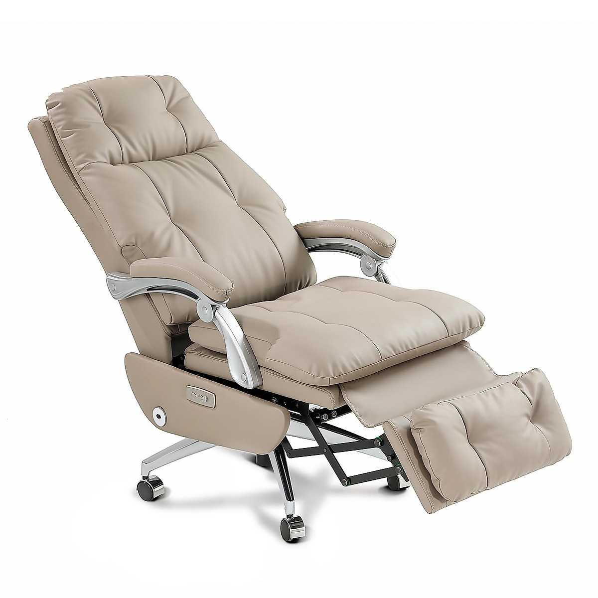 LEAGOO S001 Automatic Executive Home Office Chair Electric Big and Tall Ergonomic Reclining Office Chair with Foot Rest, High-Back PU Leather Computer Desk Chairs with Wheels Rolling Task Chair