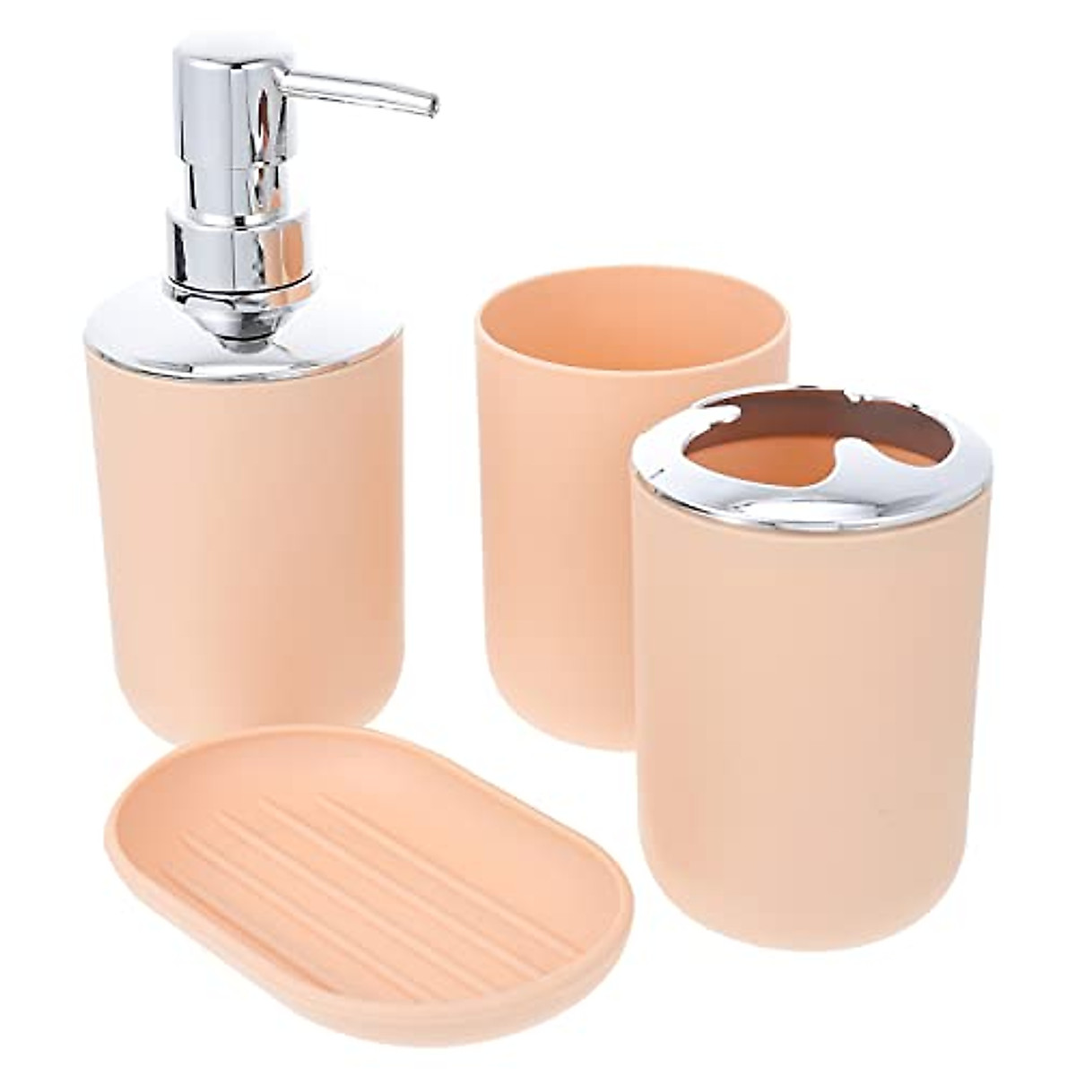 FRCOLOR 3 Sets Bathroom Set Bathroom Accessories Set Toothbrush Holder Plastic Soap Dispenser Black Trim Hand Wash Dispenser Apothecary Storage Jar Toothbrush Cup Personal Washing Cup Cans