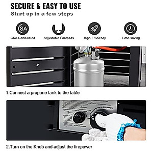 VEVOR Gas Fire Pit Table, 43 In 50000 BTU, Propane Outdoor Wicker Patio fire Pits with Carbon Steel Tabletop, Lava Rock, Glass Wind Guard, Cover, Add Warmth to Gathering on Garden Backyard, CSA Listed