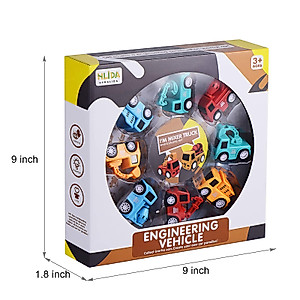 8 Pack Mini Cars Toys for Toddlers, 2,3 Years Old Boys with Play Mat, Friction Powered Construction Truck Toys for 2 Year Old Boys Play Set