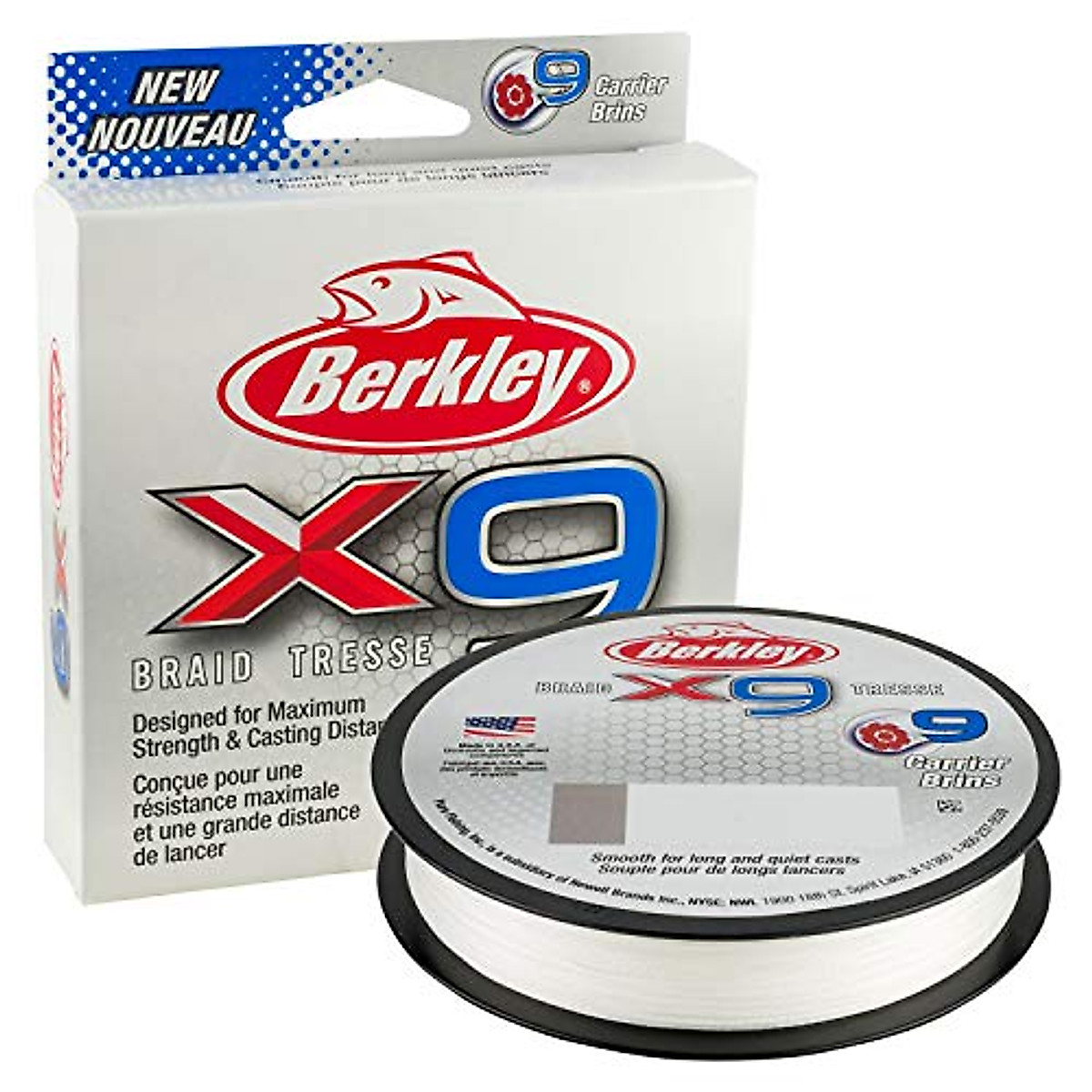 Berkley x9 Braid Superline, Crystal, 15lb test | 31 lbC | 14.2kg, 328yd | 300m Fishing Line, Suitable for Freshwater and Saltwater Environments
