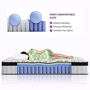 Teoanns Full Mattress, 10 Inch Memory Foam Mattress in a Box, Individually Wrapped Coils Pocket Springs Hybrid Mattress, Medium Firm for Supportive and Pressure Relief, 100-Night Trial