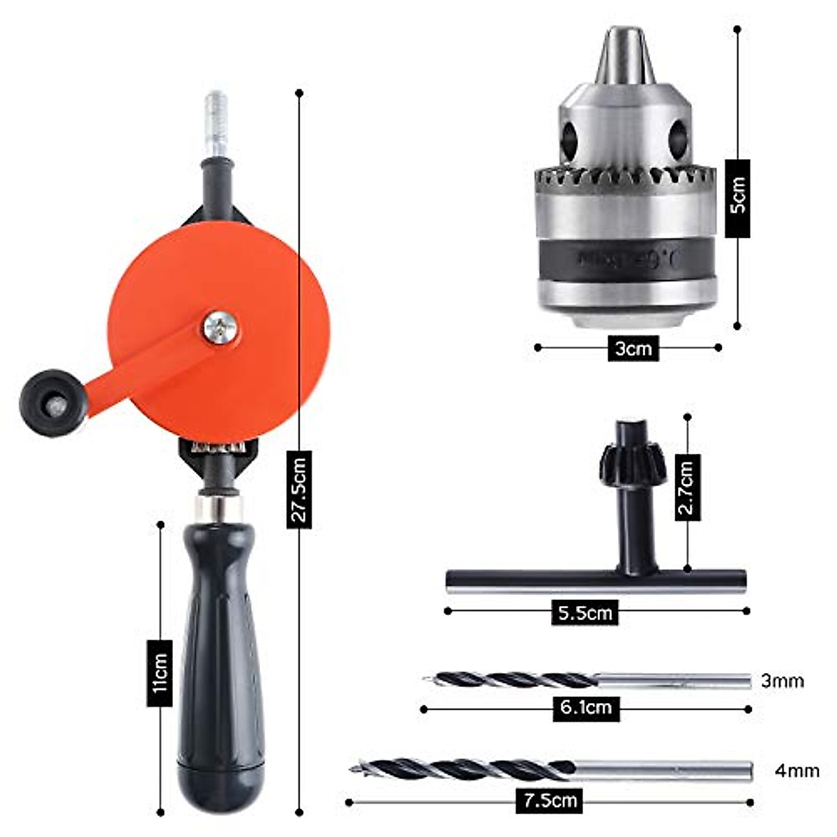 OCR Hand Drill Manual Crank Drill 1/4 inch (0.6mm-6mm) Precision Chucks Hand Drill With 2Pcs Drill Bit Set for Wood Plastic Acrylic Circuit Board Punching