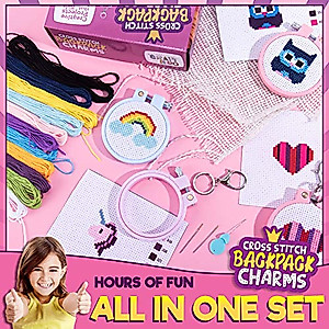 Cross Stitch Kits For Beginners. 5 Stamped Cross Stitch Kits for Kids.Needlepoint Kits For Beginners. Embroidery Kit For Kids. Crossstitch Kit For Beginners. Girls cross stitch kit Backpack Charms