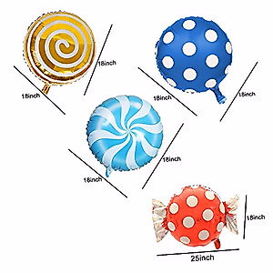 SOTOGO 31 Pieces Sweet Candy Balloons Round Lollipop Balloon Birthday Wedding Party Balloons Candy Dot Balloons Aluminum Balloons