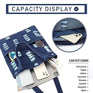 LUI SUI Denim Hobo Tote Bags for Women Retro Jean Shoulder Bag Large Lightweight Casual Canvas Bag