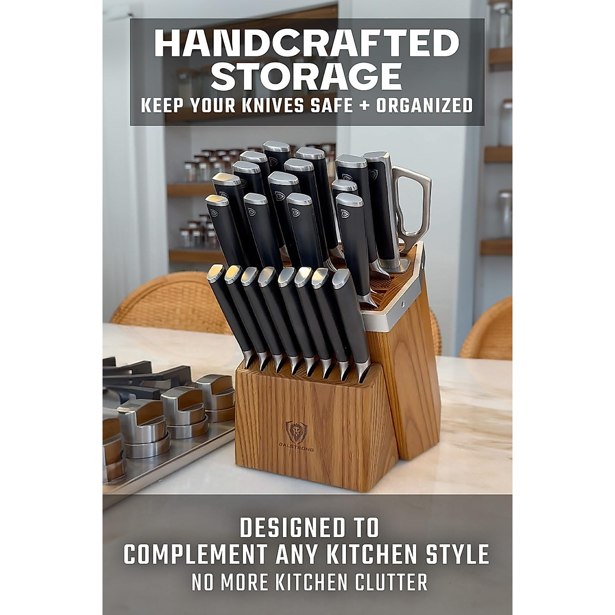 DALSTRONG Vanquish Series-24pc Stainless Steel Knife Set with Block and Kitchen Scissors-Forged High Carbon German Steel-Gift Knife Set w/POM Black Handle-NSF Certified