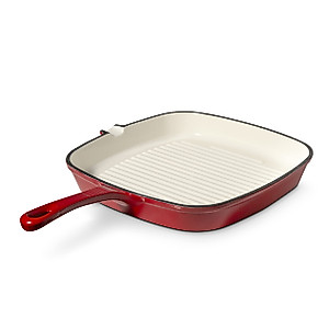 Eternal Living Enameled Cast Iron Skillet Fry Pan 9.5", Red