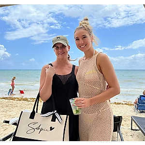 Personalized Name Beach Bag as Bachelorette Party Favors Gifts for Her, Bridesmaid Tote Bags for Bridal Shower Gift Wedding Gifts